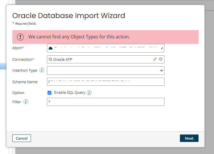 Article Oracle Database Connector We Cannot Find Any Object Types
