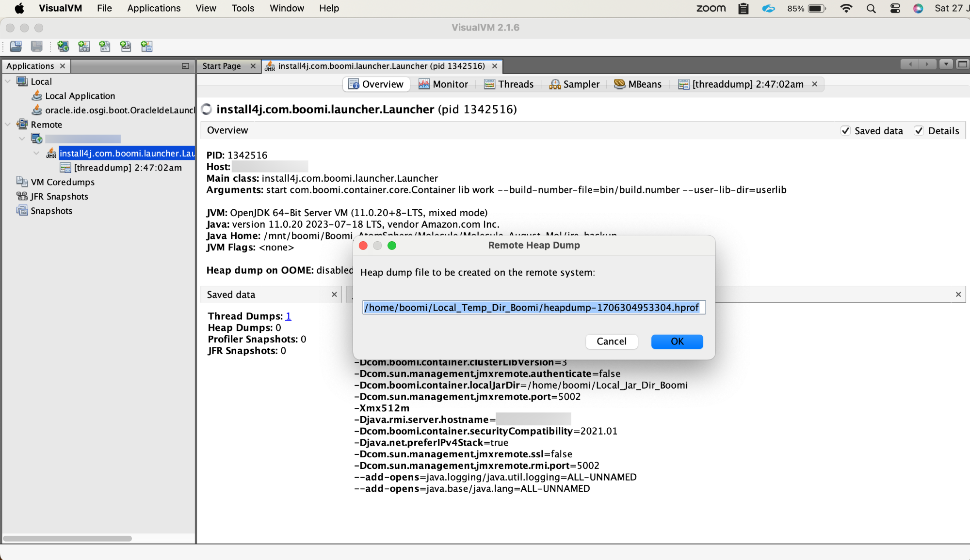 Article: Capture a heap dump using visualVM for boomi runtime - Boomi ...