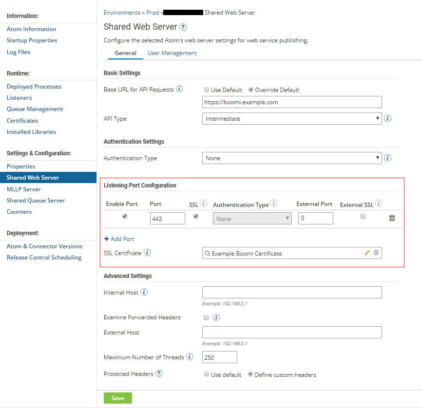 Article: How can I change the default Boomi Web Services Server Listen port to 443? - Boomi ...