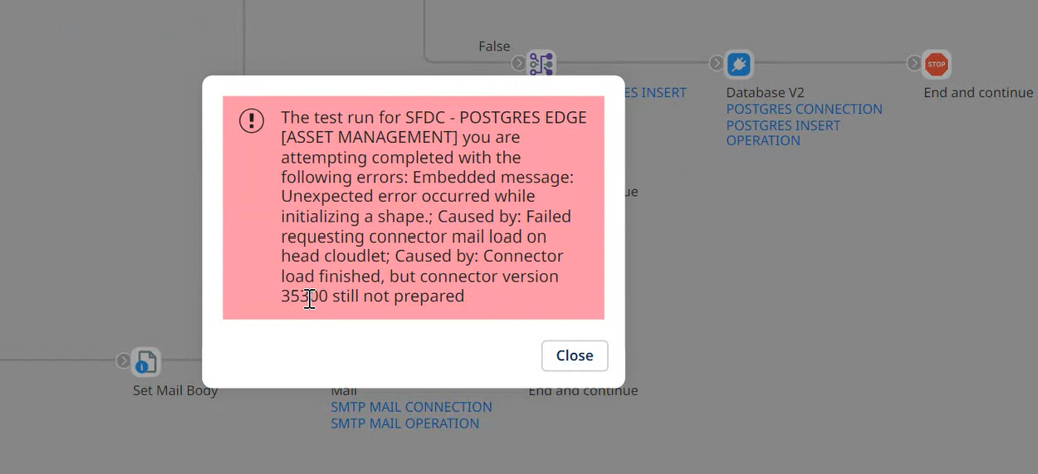 Article: Getting error as 'Failed requesting connector official boomi X3979C-dbv2da-prod load on ...