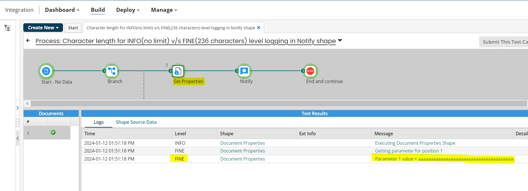 Article Character Limitation Of Log Levels Info Vs Fine For Message Viewer In Test Mode