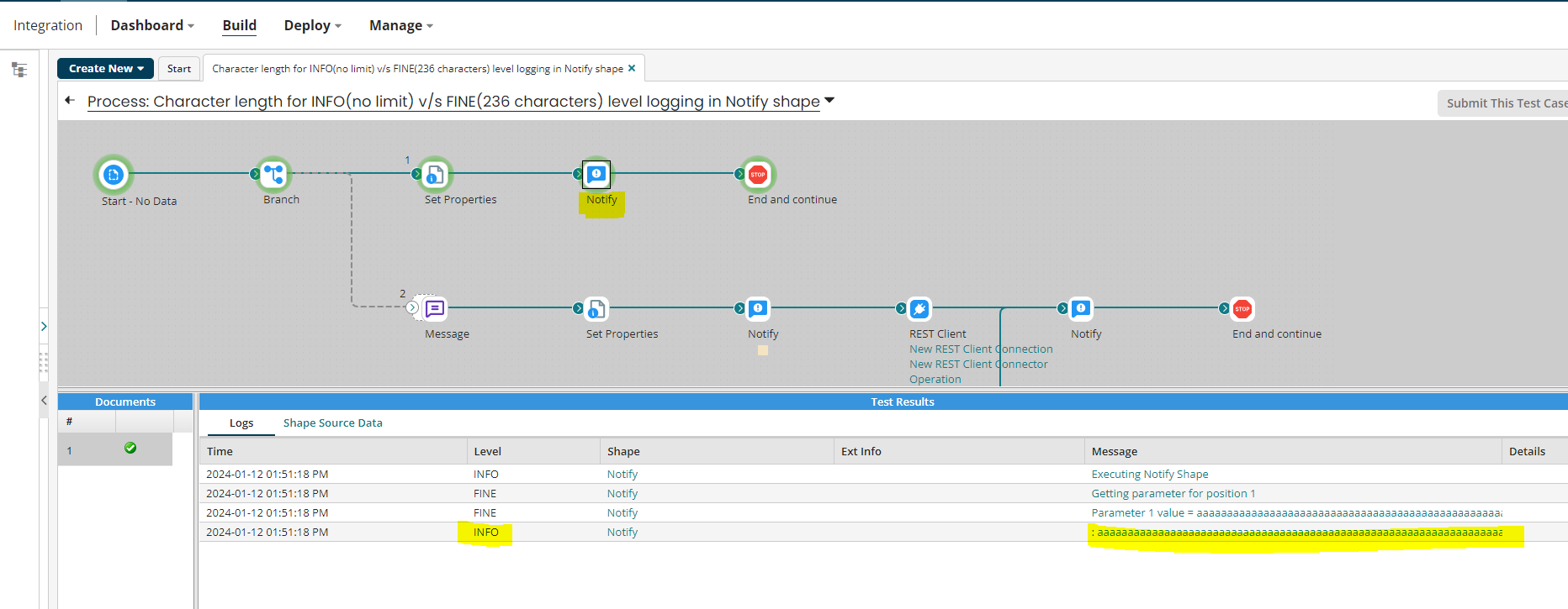 Article Character Limitation Of Log Levels Info Vs Fine For Message Viewer In Test Mode