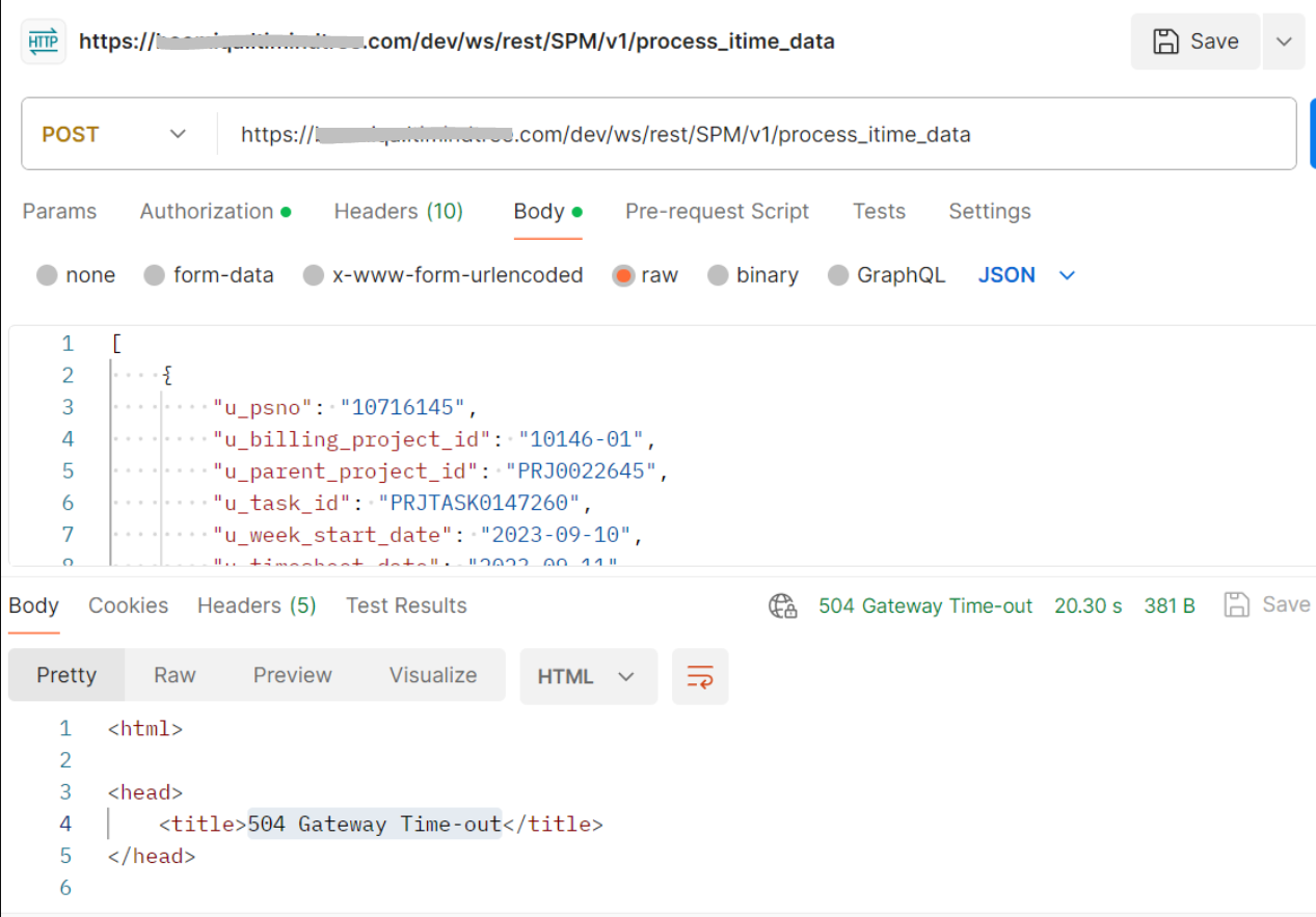 Article 504 Gateway Timeout Response On Postman Client Client Connector Even When The